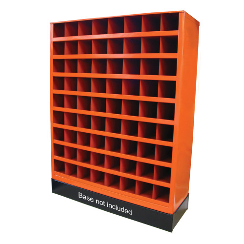 36"W x 42" H x 12" D (72) Empty Merchandiser STL Open Bin Painted Orange
