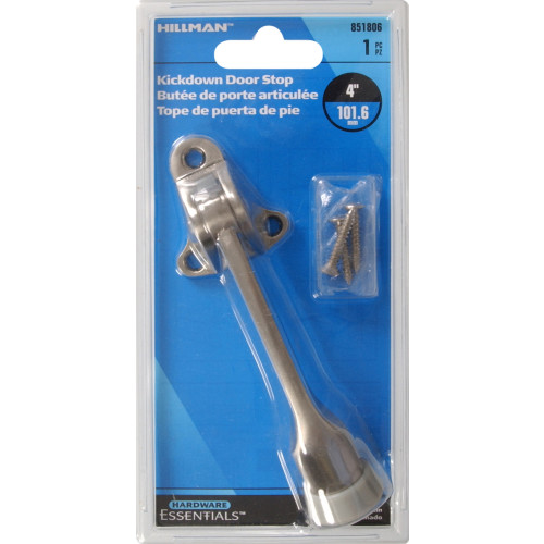 Hardware Essentials Kickdown Door Stop Satin Nickel (4") Carded