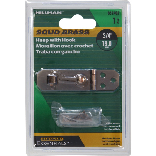 Hardware Essentials Solid Brass Decorative Hasp with Hook Antique Brass ...