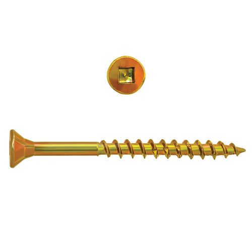 Flat Head Square Drive Construction Screws Steel Zinc-Yellow (#8 x 3 ...