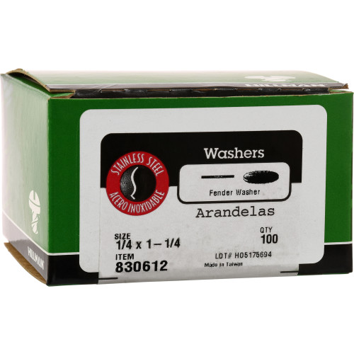 Stainless Steel Fender Washers 1/4" x 1-1/4"