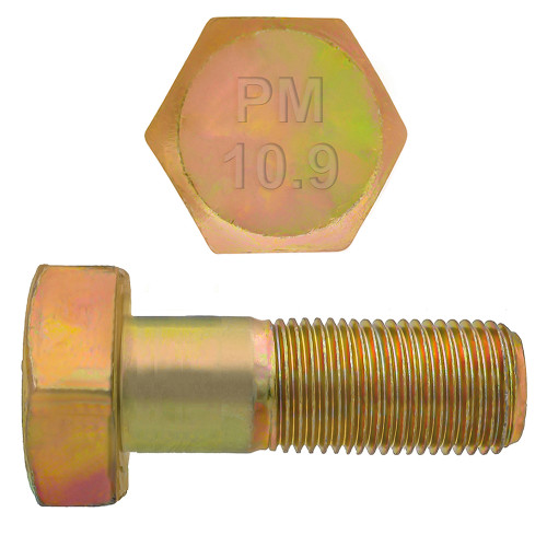 M24-3.00 x 60mm Metric Hex Hd Cap Scr CL 10.9 Coarse YZC DIN933 FT 25 Pcs