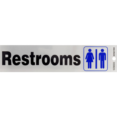Hillman Adhesive Restrooms Sign (2" x 8")