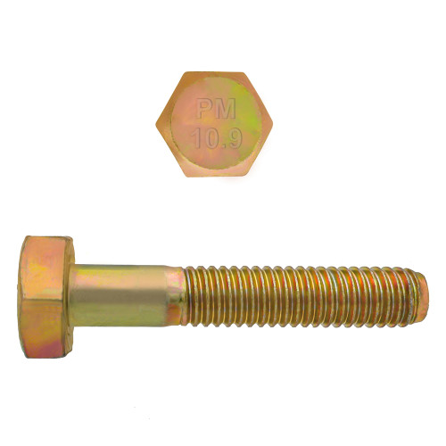 M6-1.00 x 30mm Metric Hex Hd Cap Scr CL 10.9 Coarse YZC DIN931 PT 7 Pcs